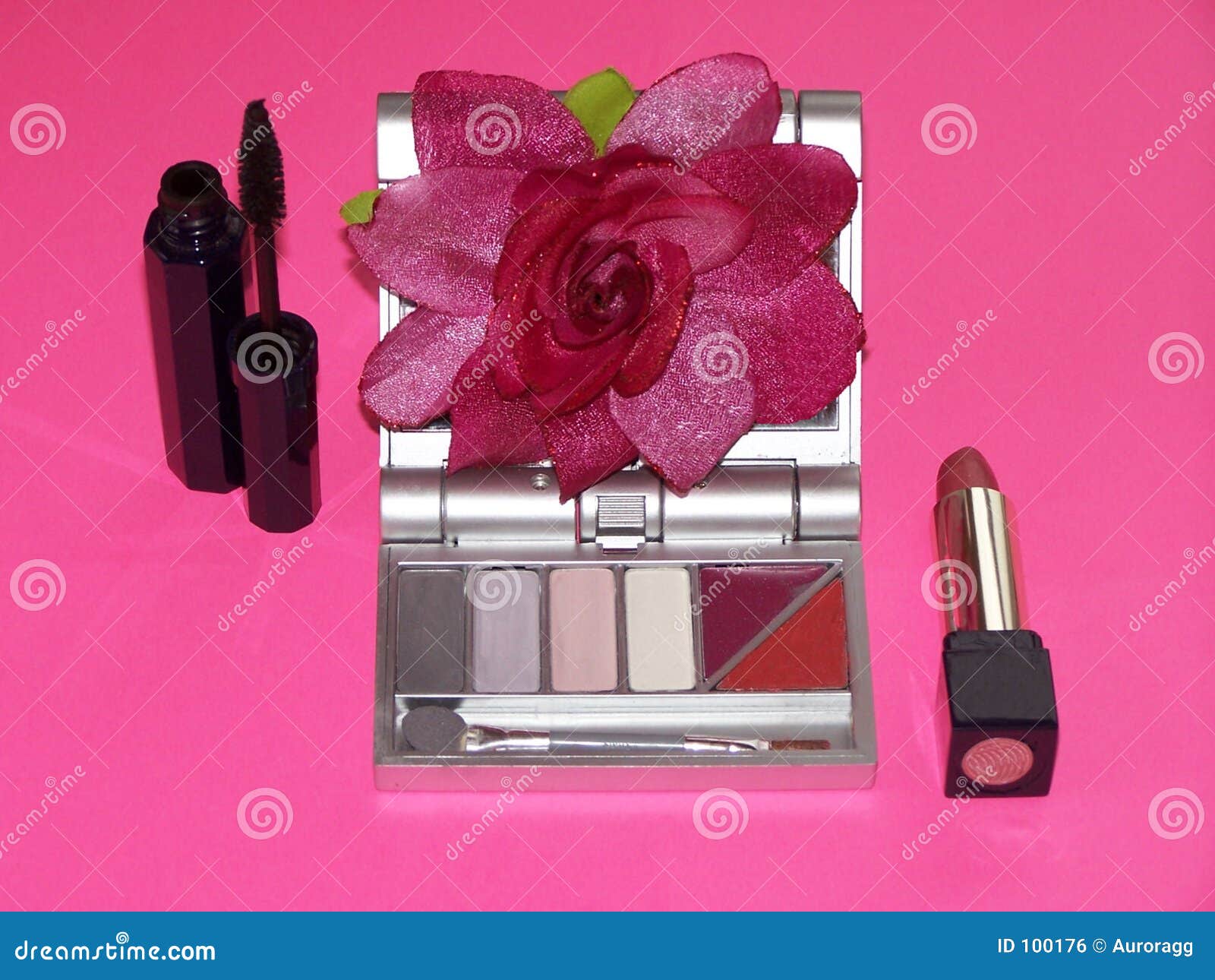 Cosmetics Collection with Pink Flower Stock Photo - Image of tube, pink ...