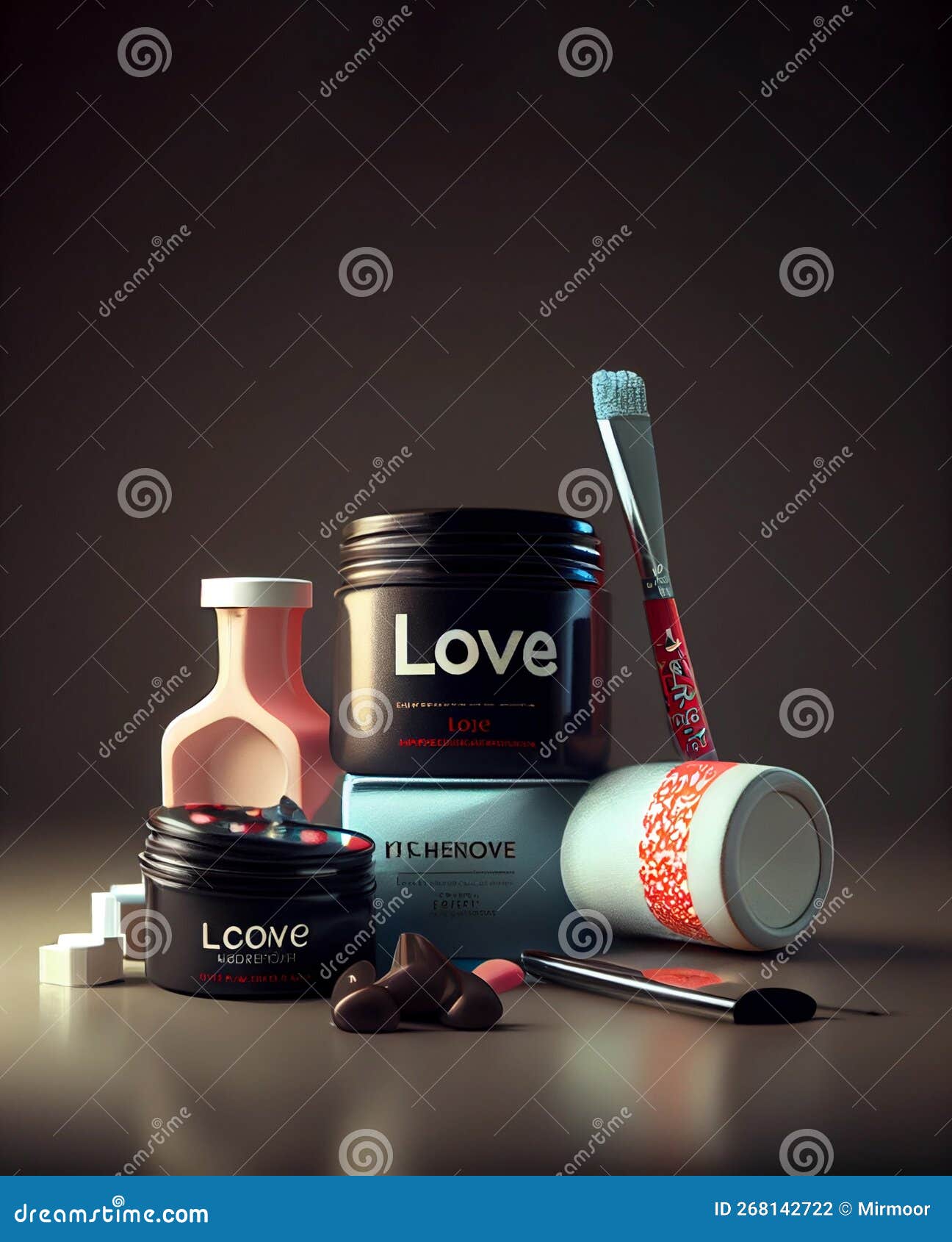 Cosmetics with love stock illustration. Illustration of blossom - 268142722