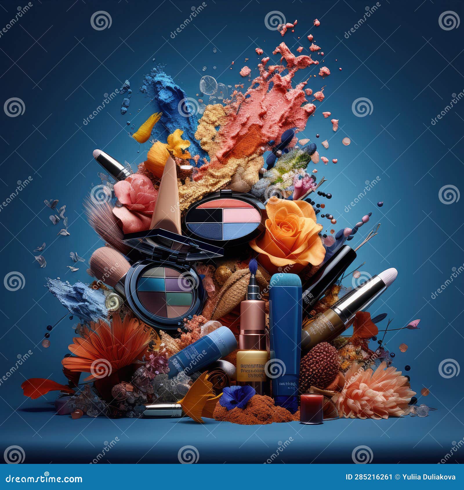 Cosmetics on Dark Background, Closeup Generative AI Technology Stock ...