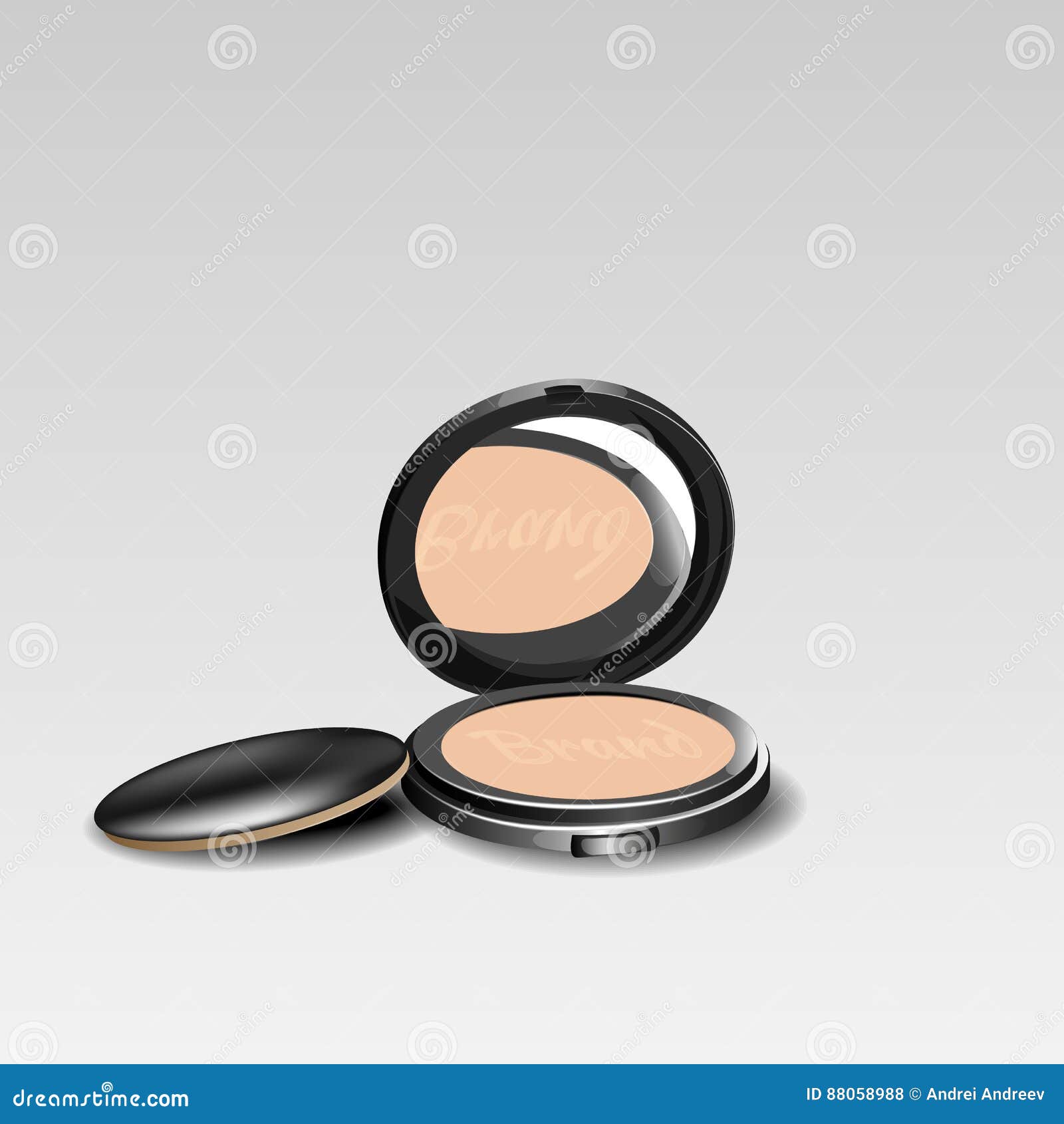 Cosmetics Face Powder on White Background. Stock Illustration ...