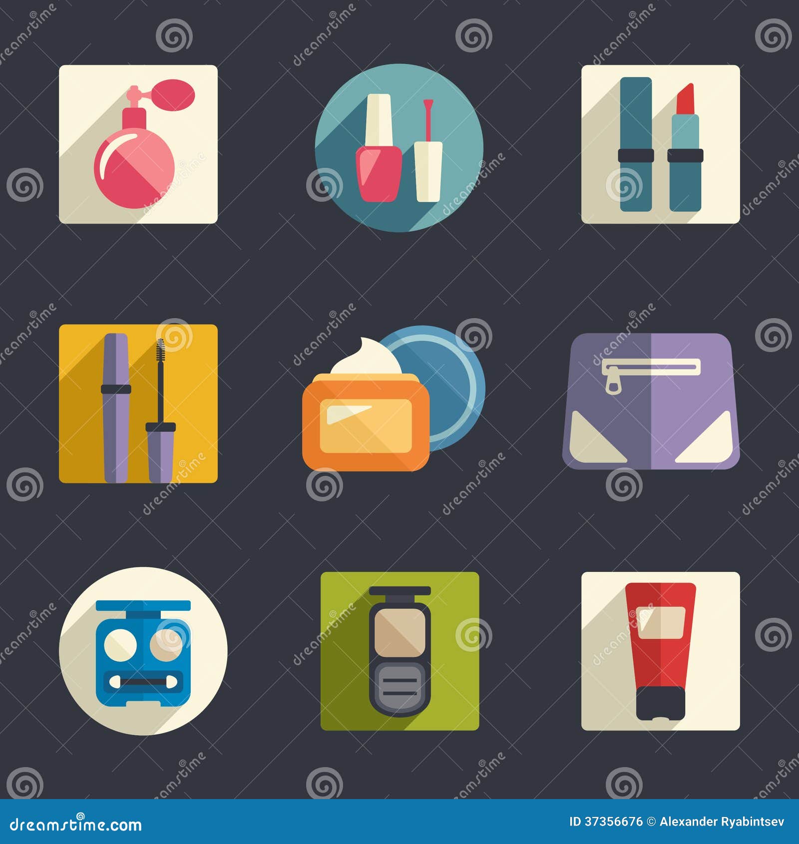 Cosmetics Flat Icon Set. Vector Illustration Stock Vector ...