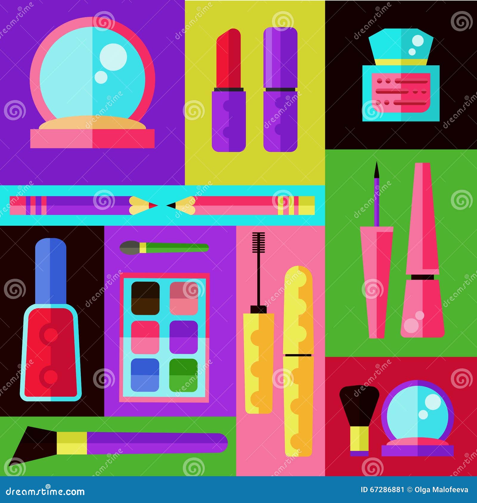 Cosmetics flat vector set stock vector. Illustration of beige - 67286881