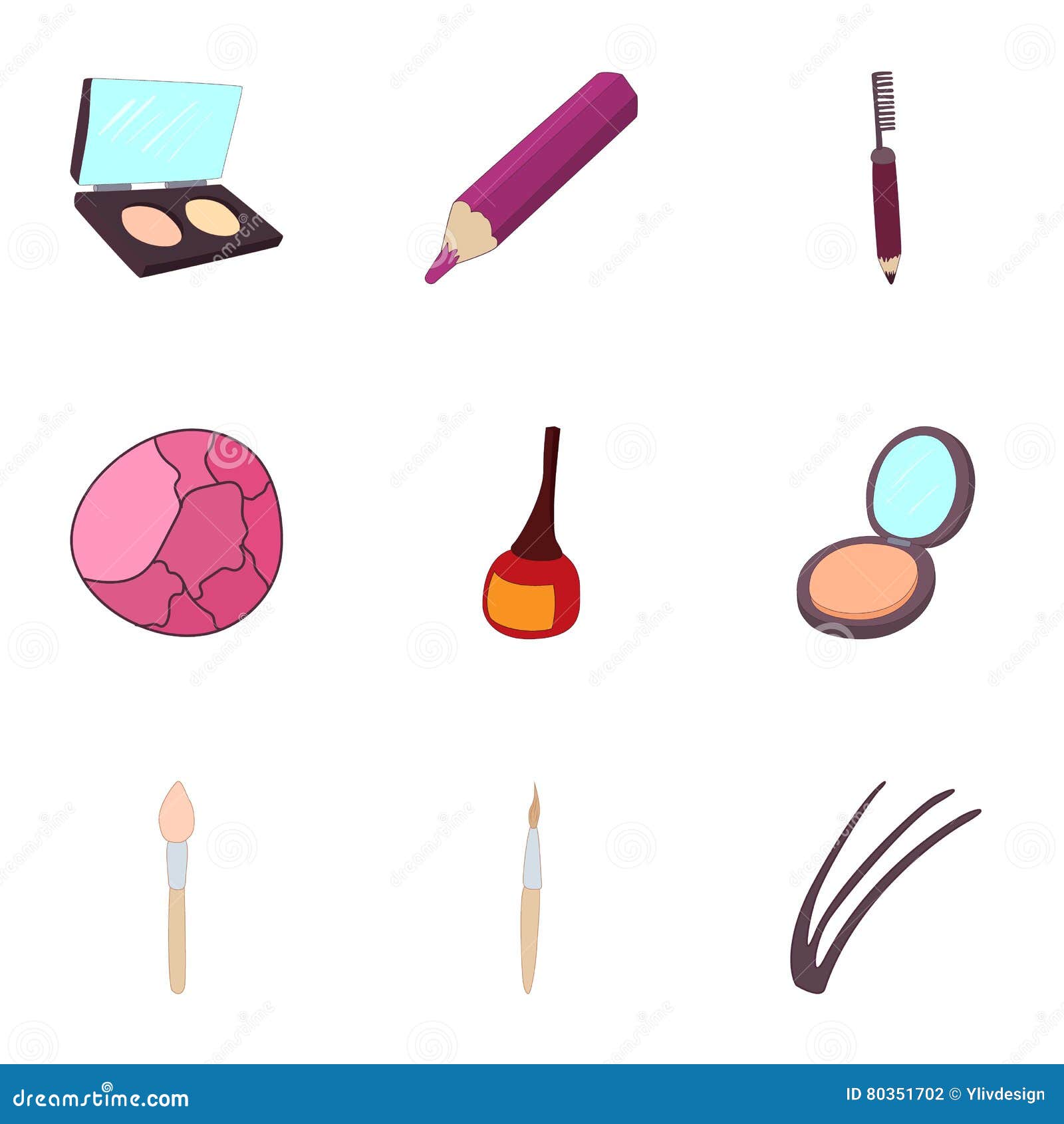 Cosmetics Icons Set, Cartoon Style Stock Vector - Illustration of ...