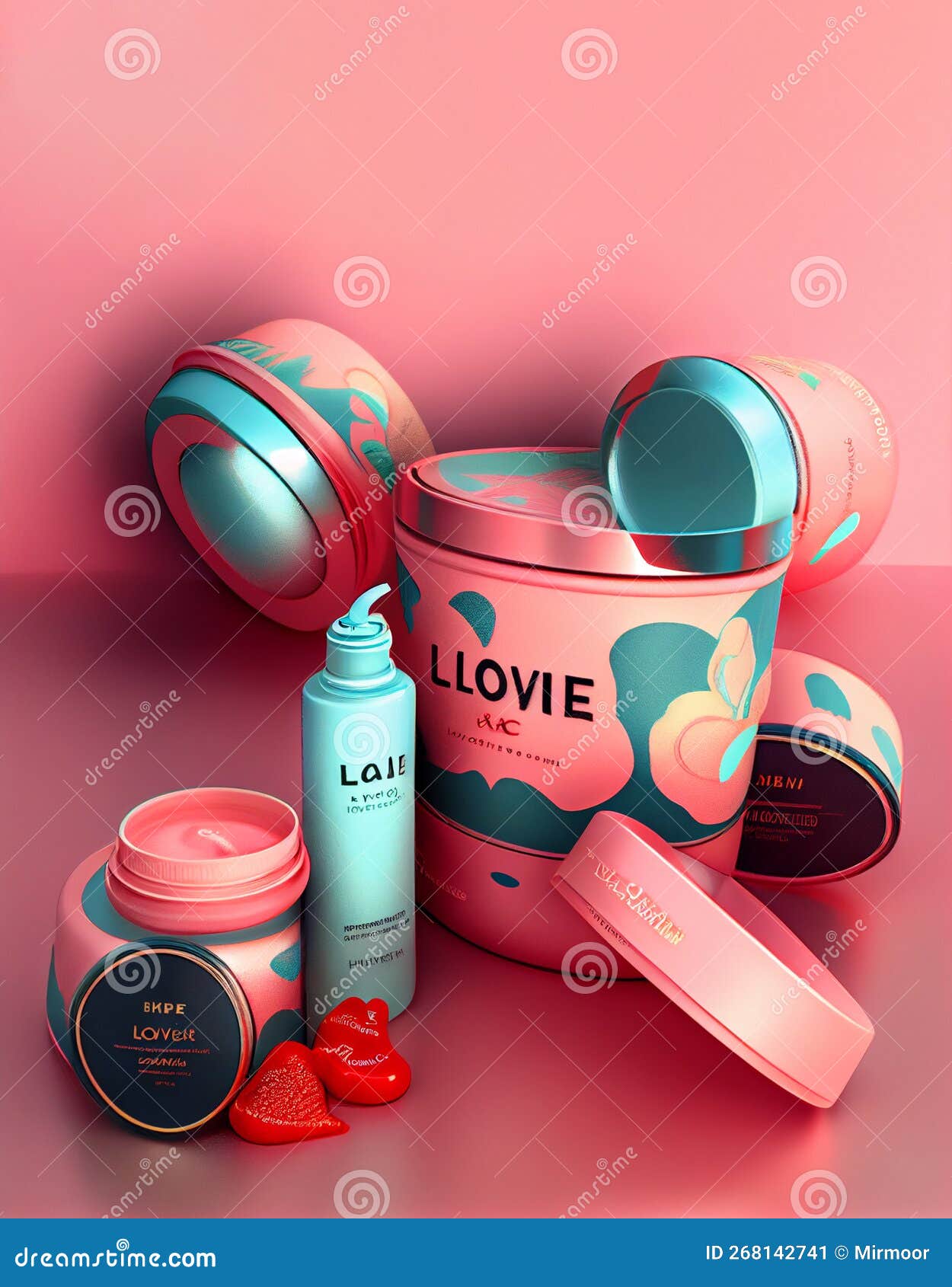 Cosmetics with love stock illustration. Illustration of petals - 268142741