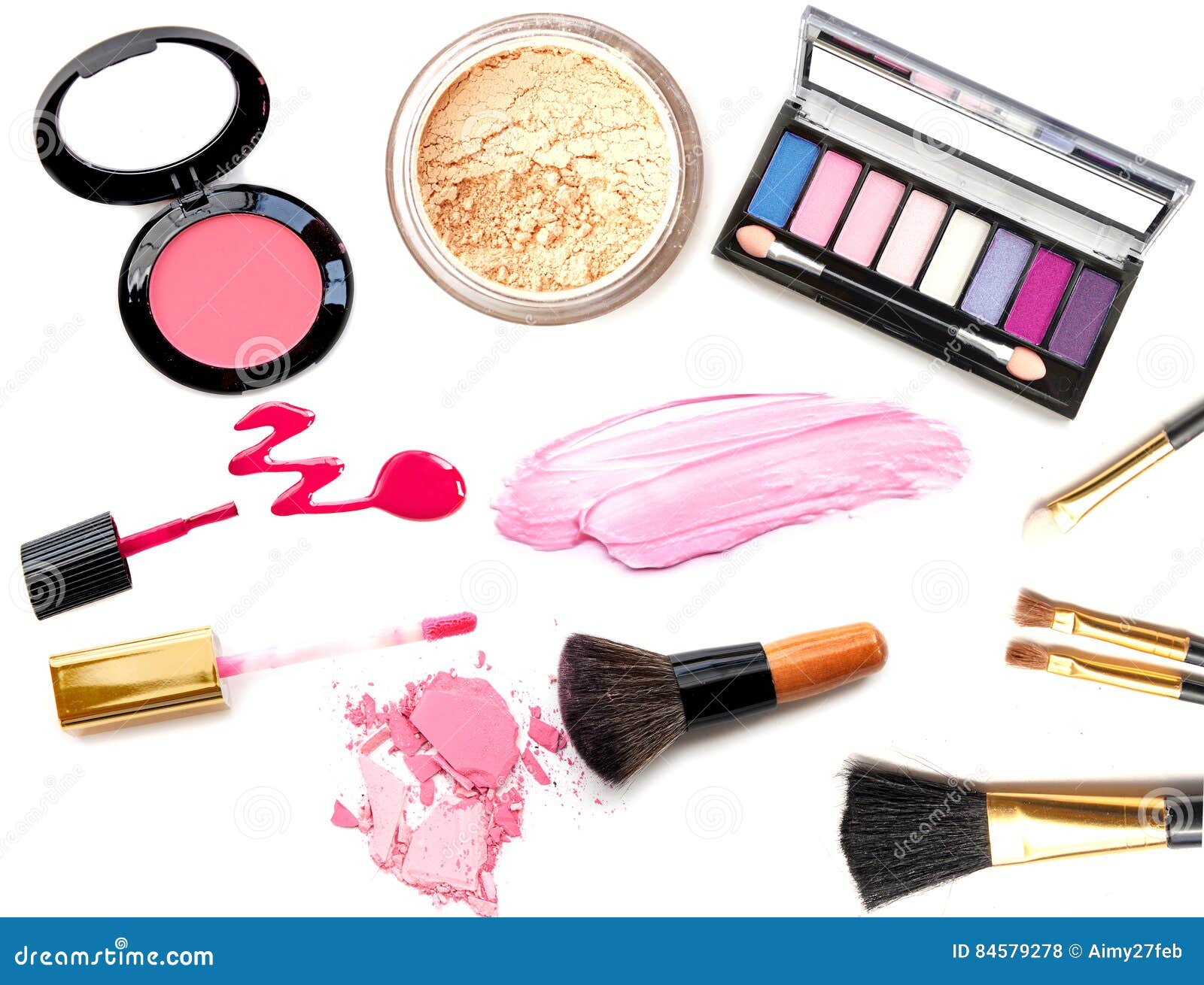 Cosmetics and Makeup. Tools for Professional Make a Top View. on a ...