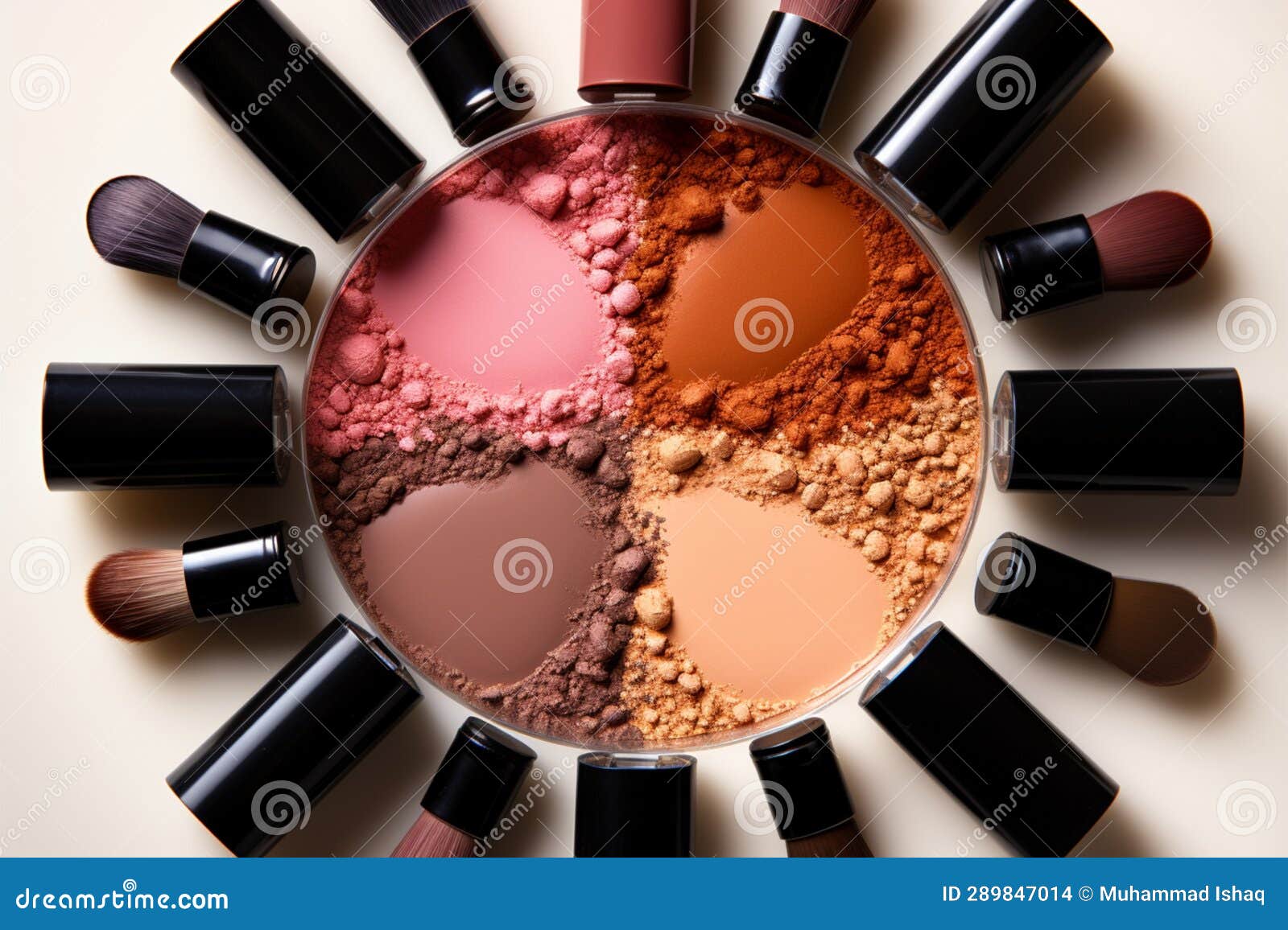 Cosmetics Neatly Arranged on a Modern Tablet, Top Down Perspective ...