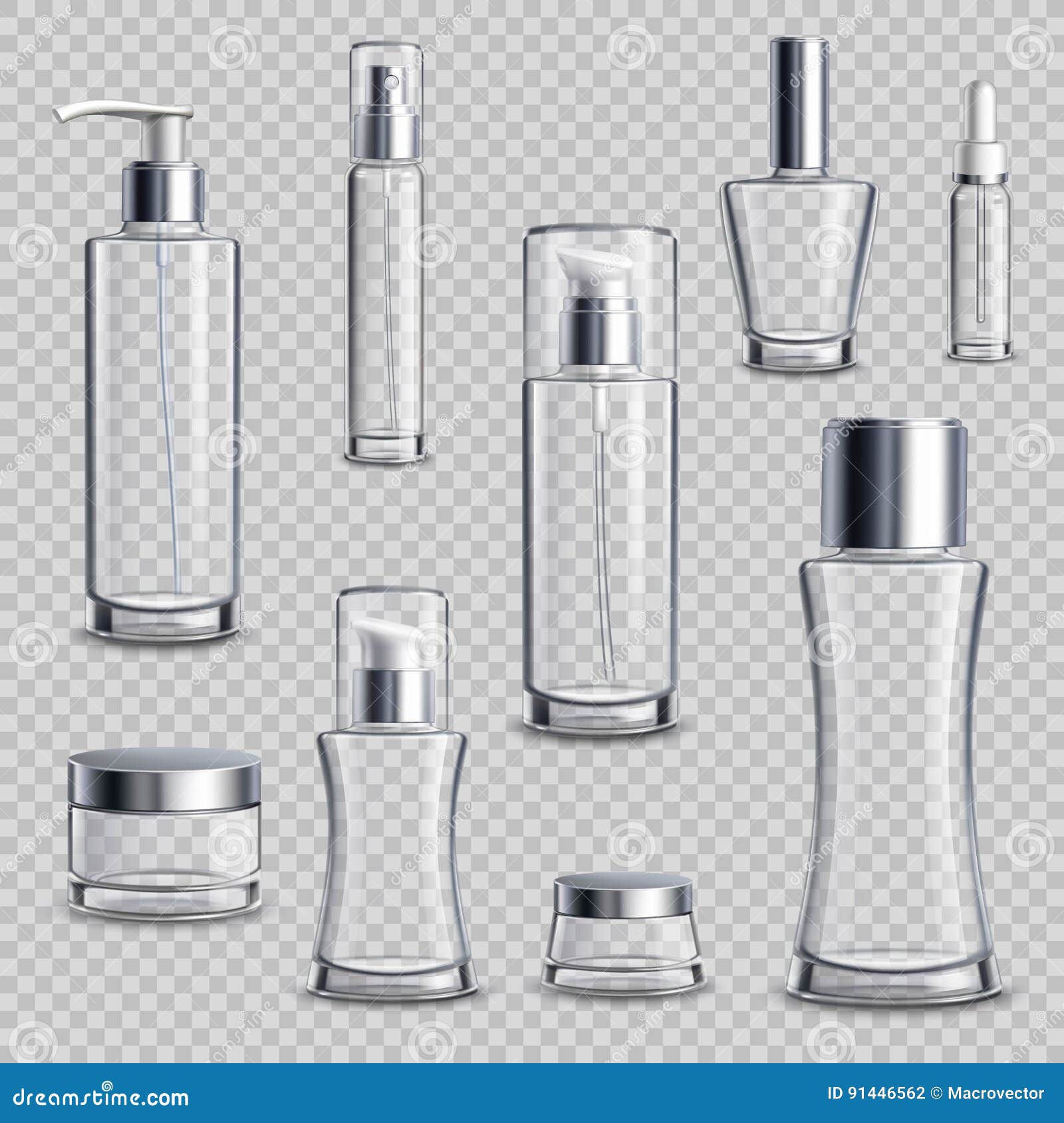 Cosmetics Package Realistic Transparent Set Stock Vector - Illustration ...