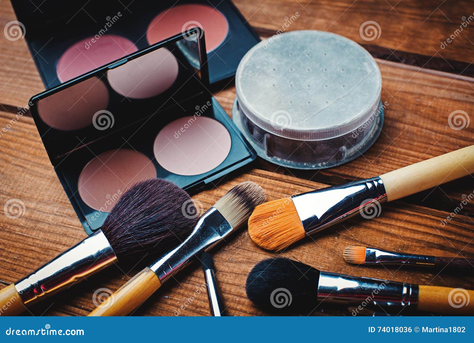 Cosmetics Set for Make-up on Desk Stock Photo - Image of glamour ...