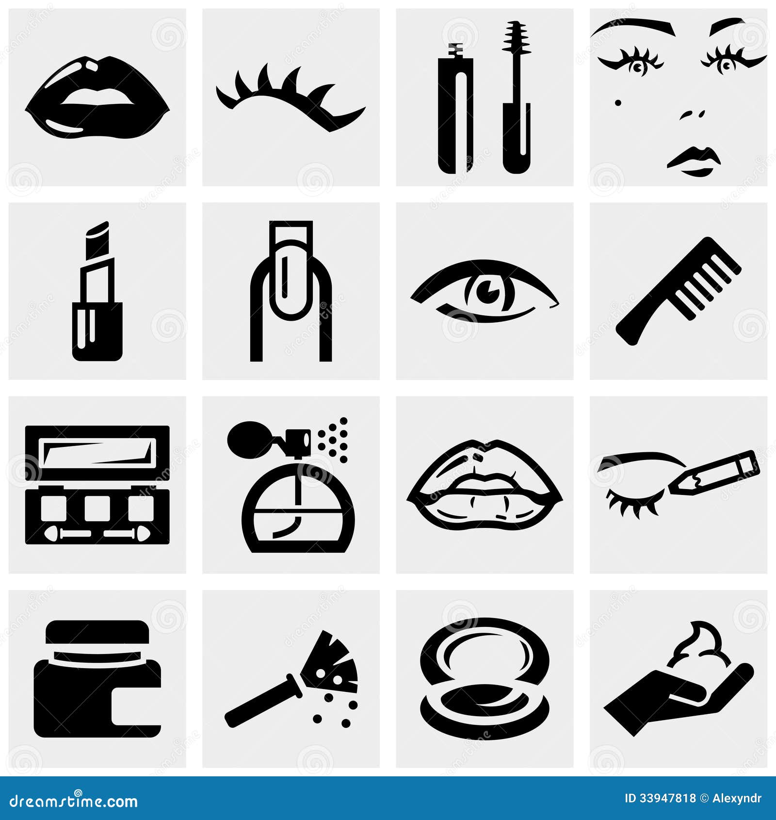 Cosmetics Vector Icons Set Gray Stock Illustrations – 66 Cosmetics ...
