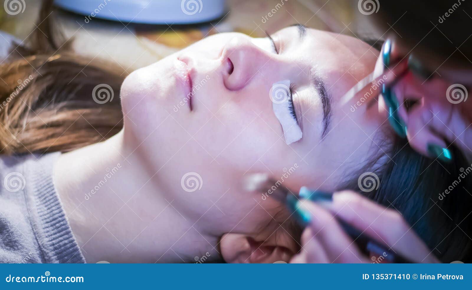 Cosmetologist Makes Artificial Eyelashes Stock Photo - Image of ...