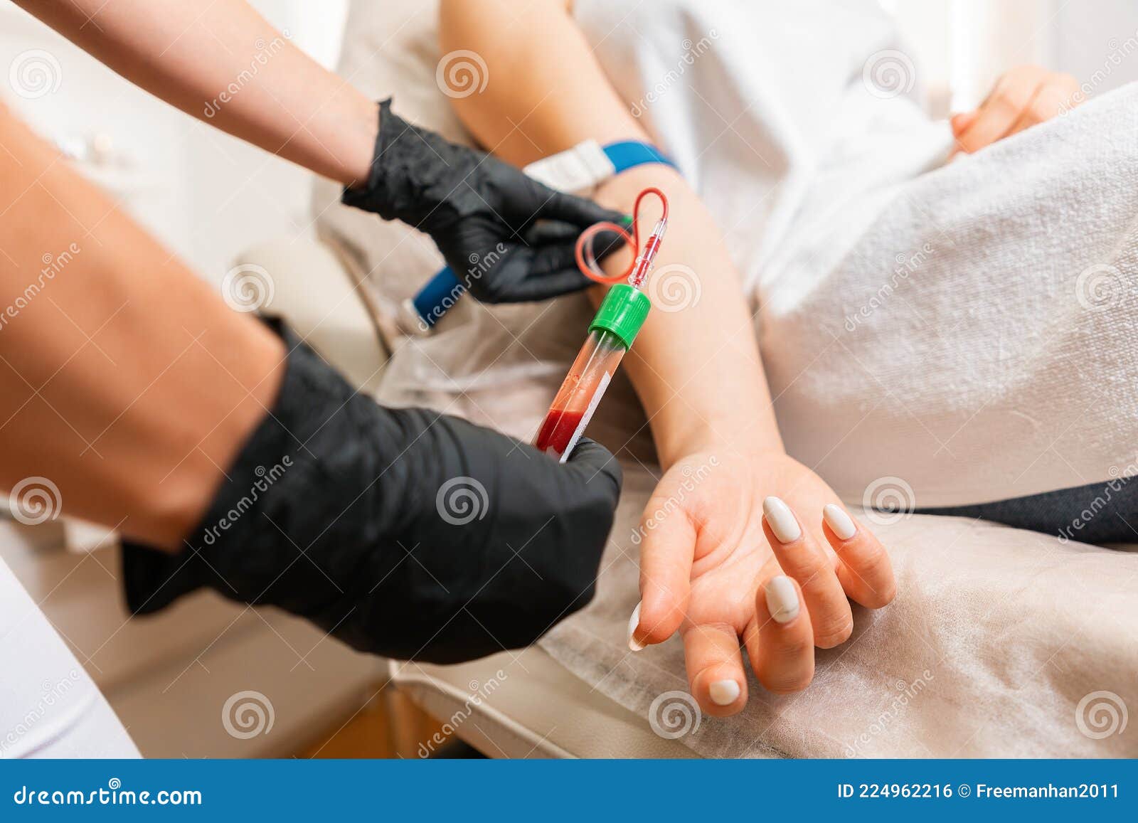 Cosmetologist Makes Blood Sampling from the Client`s Hand for the ...