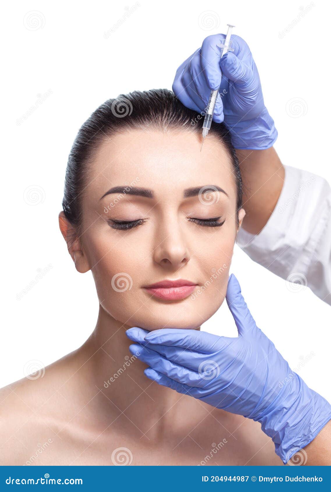Cosmetologist Makes Rejuvenating Anti Wrinkle Injections On The Face Of