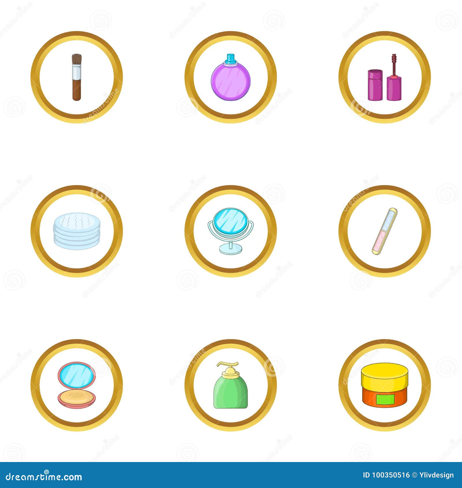 Cosmetology Icons Set Cartoon Style Stock Vector Illustration Of