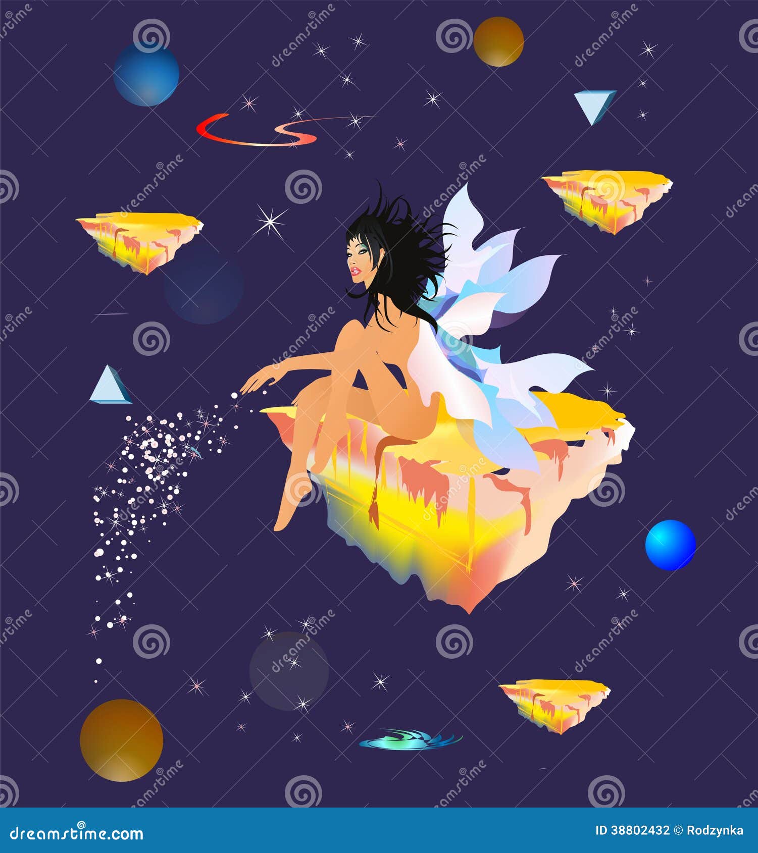 Cosmic angel, stock illustration. Illustration of star - 38802432