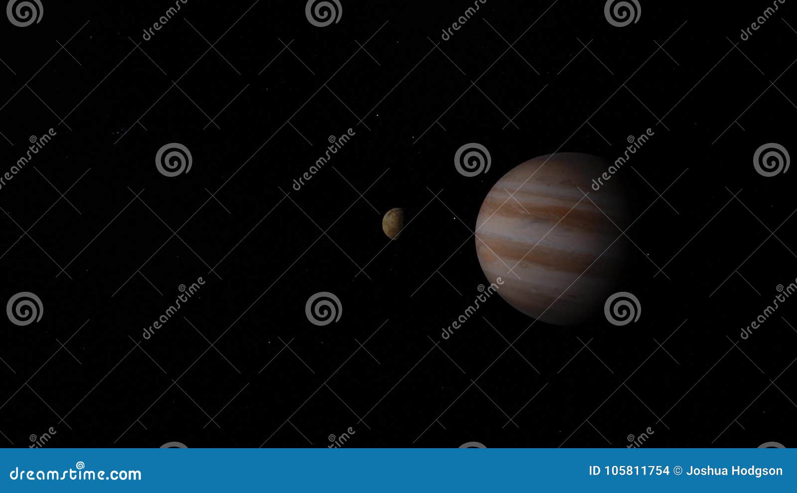 Jupiter and Its Moons Rotating in Space Around Sun with Flares Stock ...