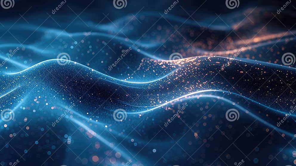 Cosmic Art with Wavy Surface, Particles, Lines, and Galaxy Pattern for ...