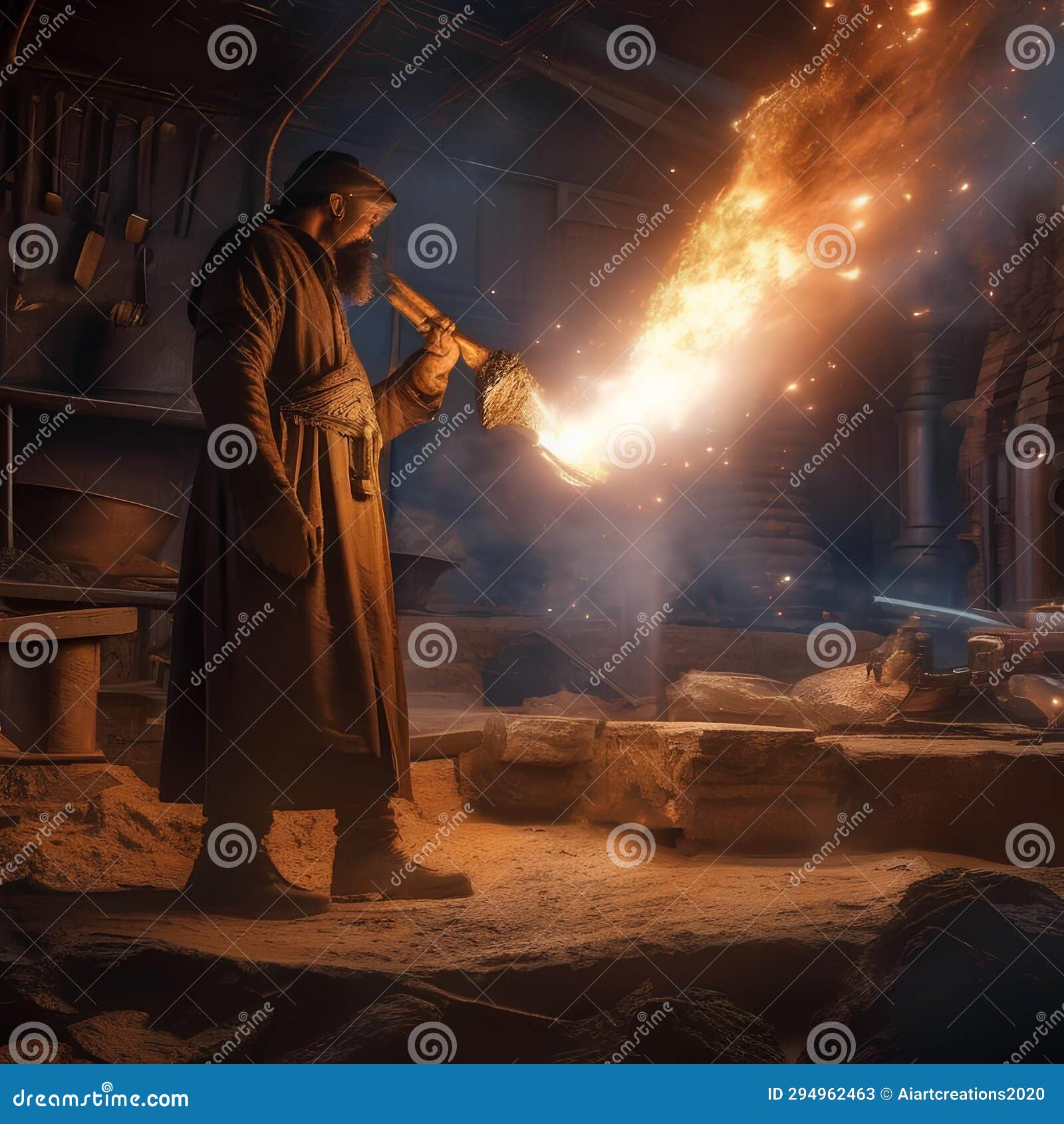 A Cosmic Blacksmith, Forging New Worlds in the Fires of Creation, Using ...