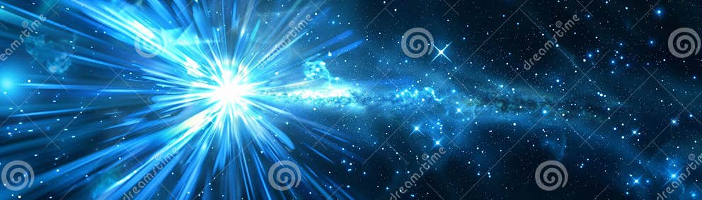 Cosmic Blast Blue Light Streaks Exploding through Starry Galaxy Stock ...