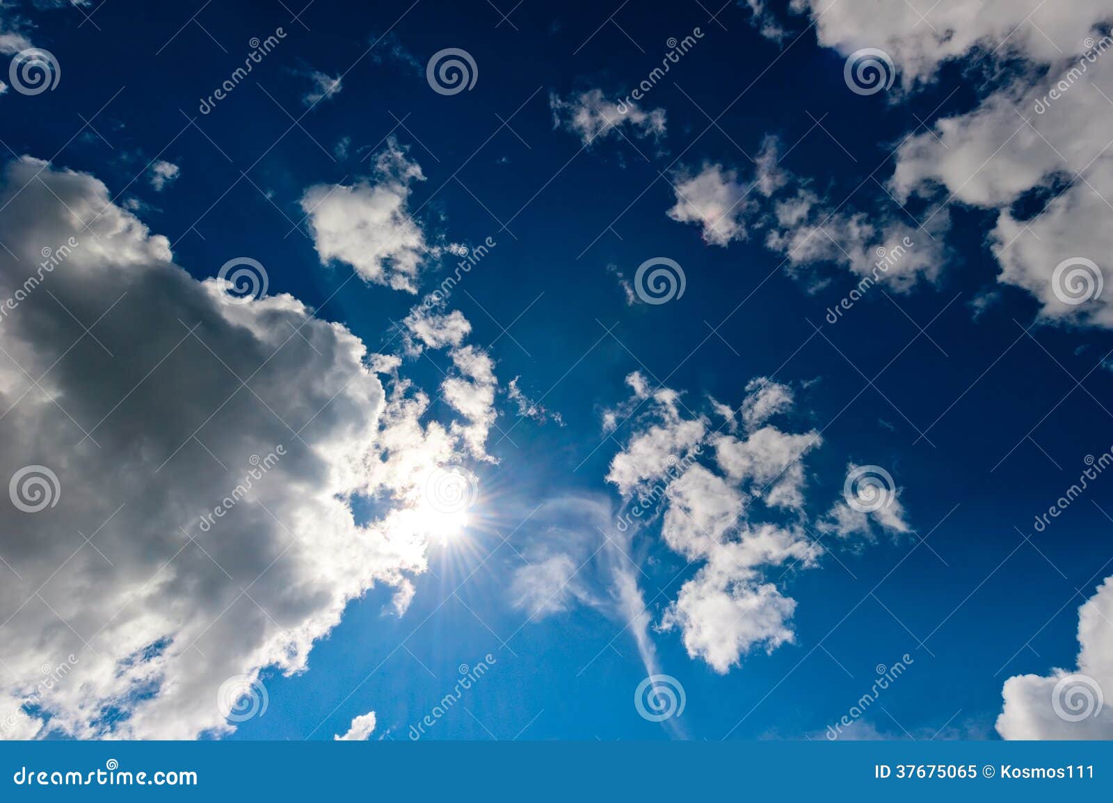 Cosmic Blue Sky and Bright Sun Stock Image - Image of fluffy, heaven ...