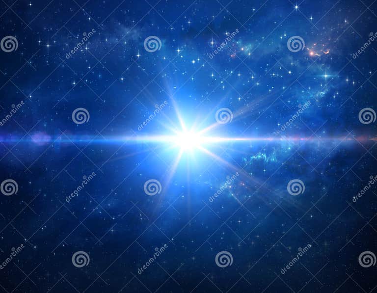 Cosmic Blue Star Blast in Outer Space Stock Illustration - Illustration ...