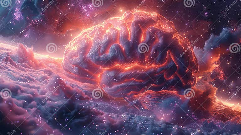 Cosmic Brain Nebula - Generative Ai Stock Illustration - Illustration ...