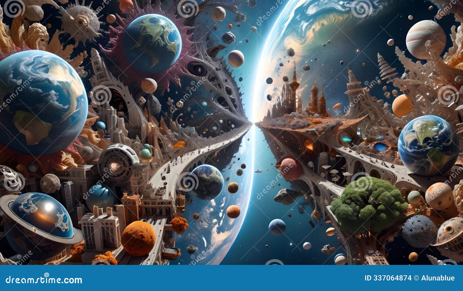 Cosmic Bridge between Parallel Worlds in a Surreal Multiverse Stock ...