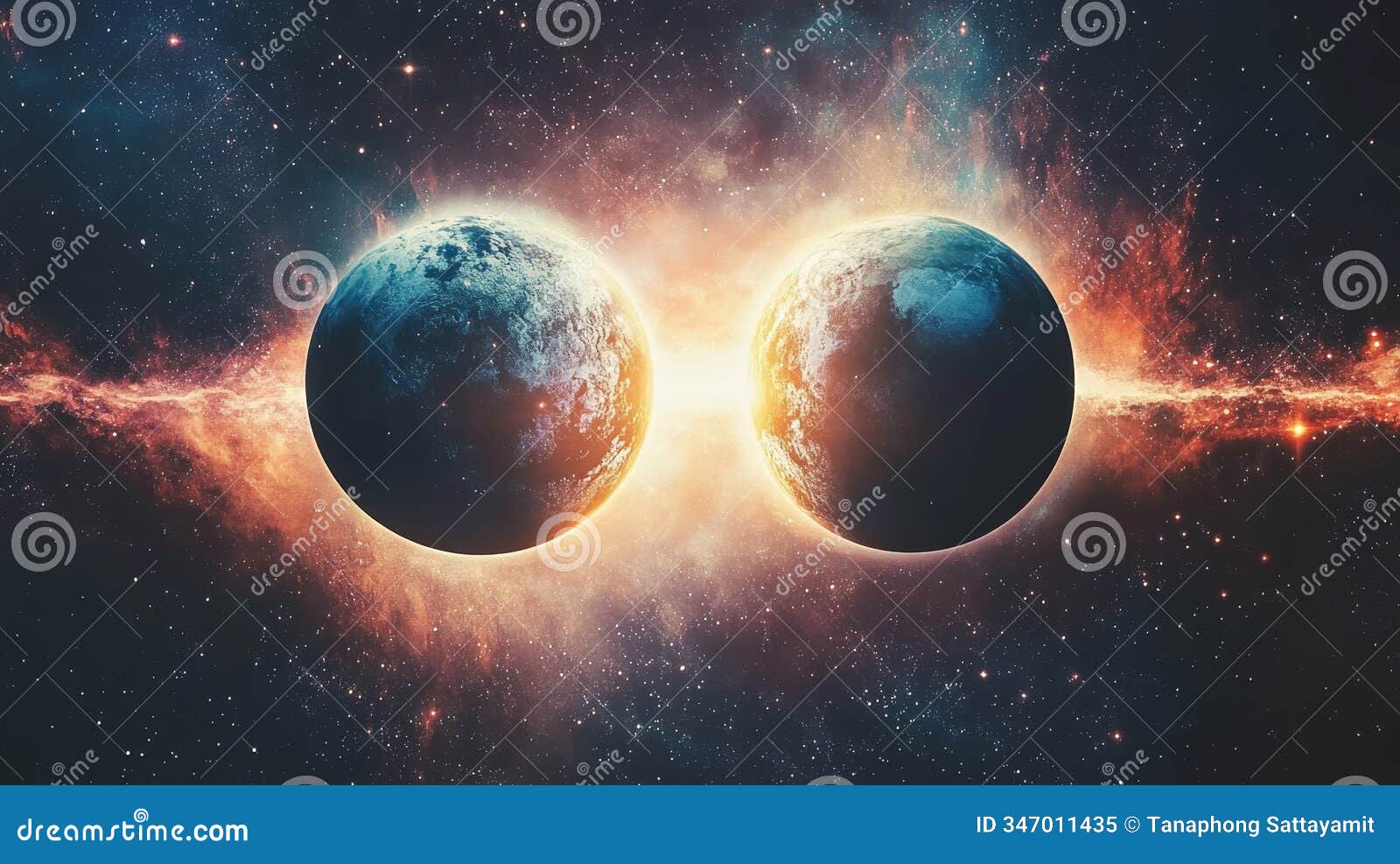 Cosmic Bridge Planets Connected Two Planets Connected by a Vibrant ...