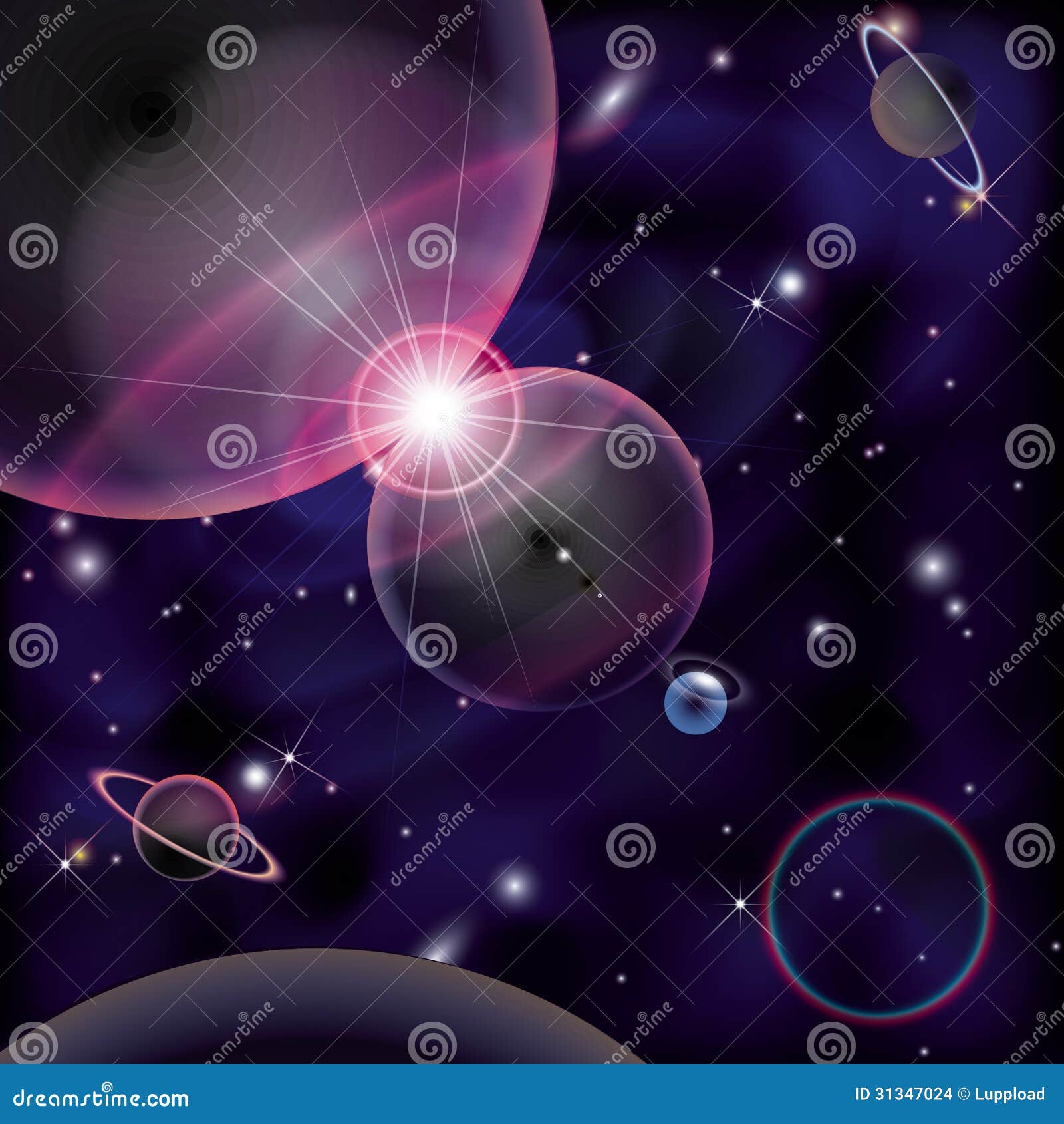 Cosmic Bright Background, Space Planets Collision Stock Vector ...