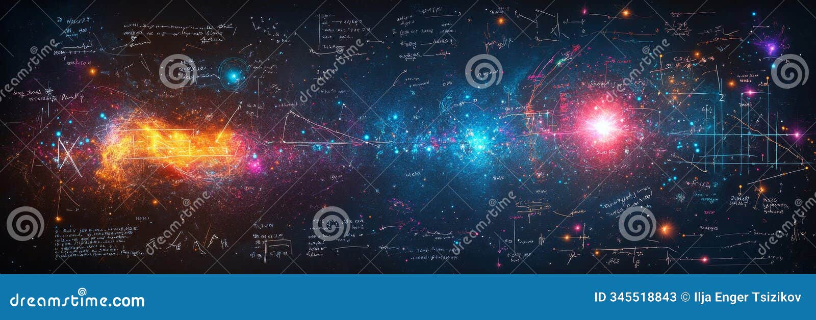 Cosmic Calculus Abstract Background With Glowing Equations And Formulas ...