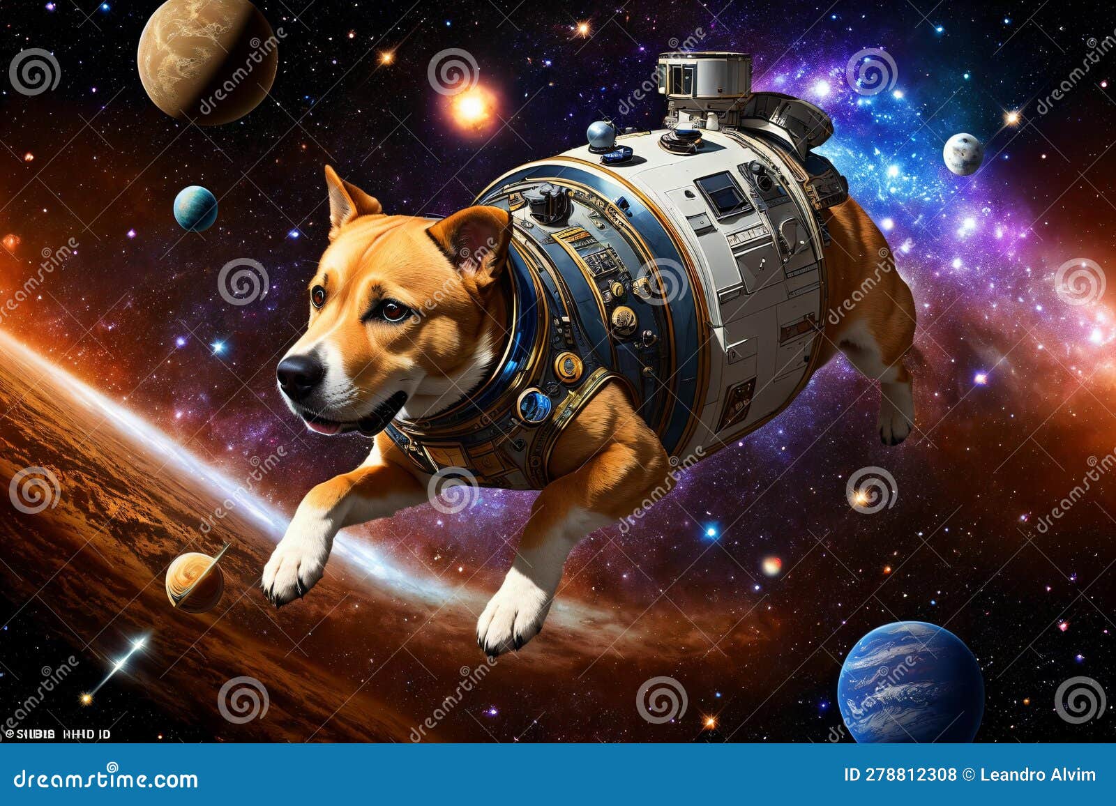 Cosmic Canine a Portrait of a Dog in Space.AI Generated Stock ...