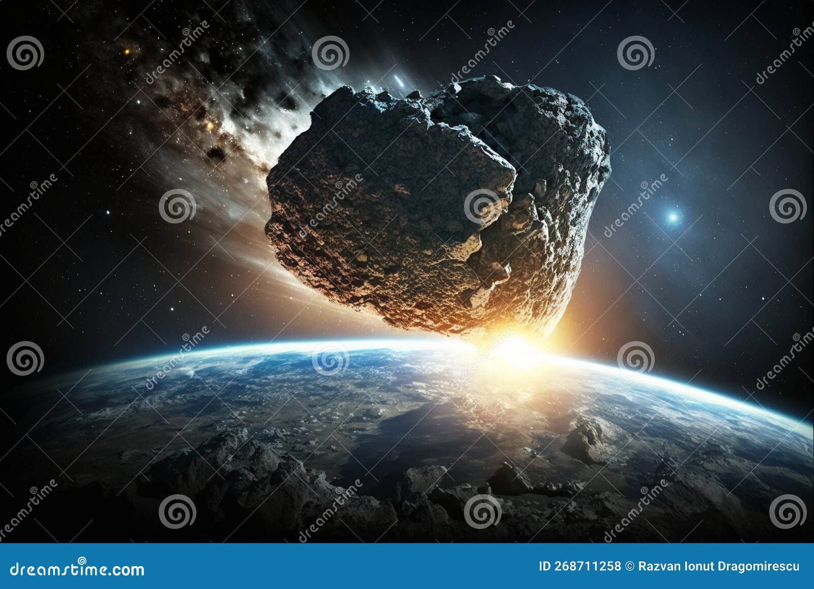 The Cosmic Cataclysm. Giant Asteroid Colliding with a Planet or Earth ...