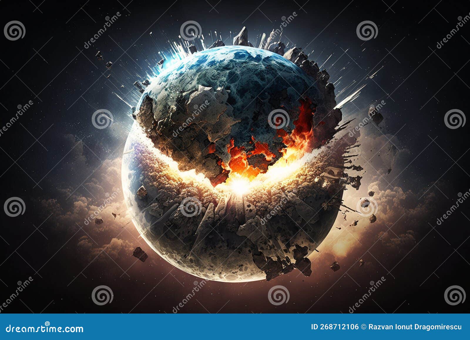 The Cosmic Cataclysm. Giant Asteroid Colliding with a Planet or Earth ...