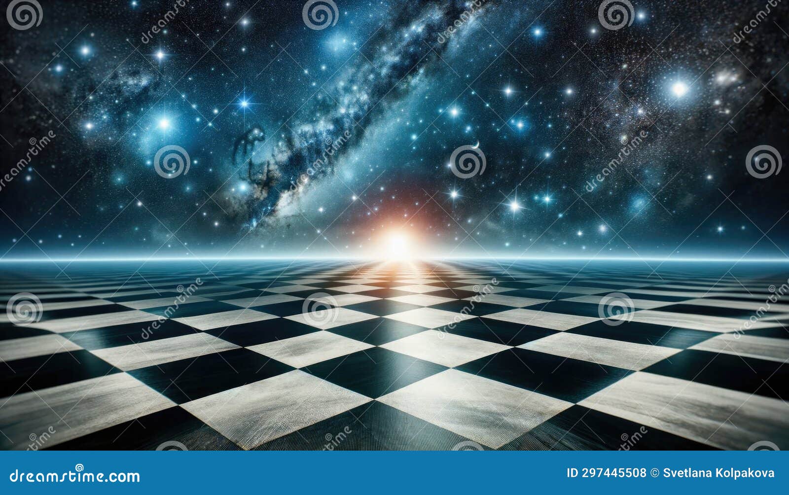 Cosmic Checkered Floor with Distant Starlight Stock Illustration ...