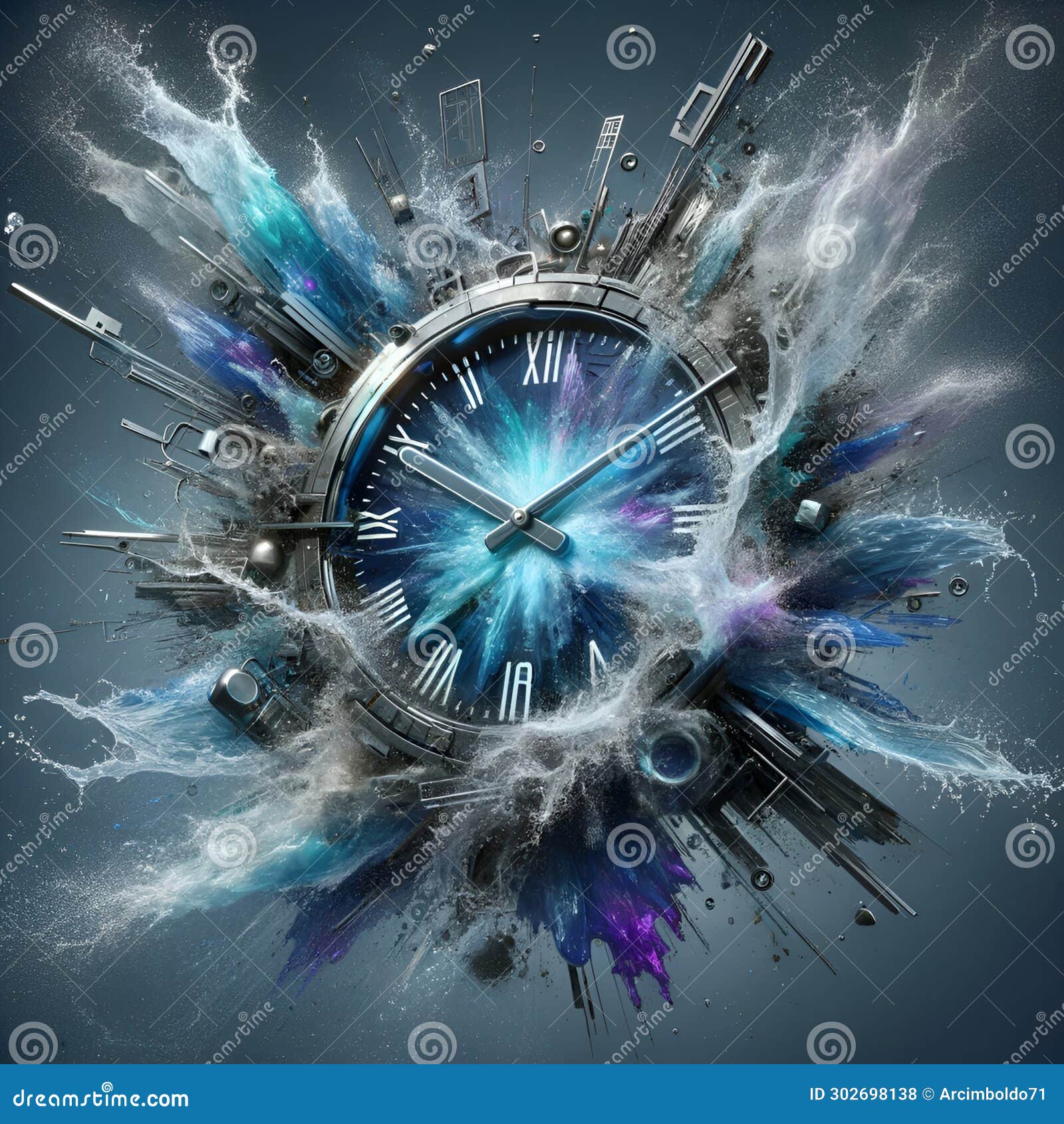 Cosmic Chronology: a Galactic Clock Explosion Stock Illustration ...