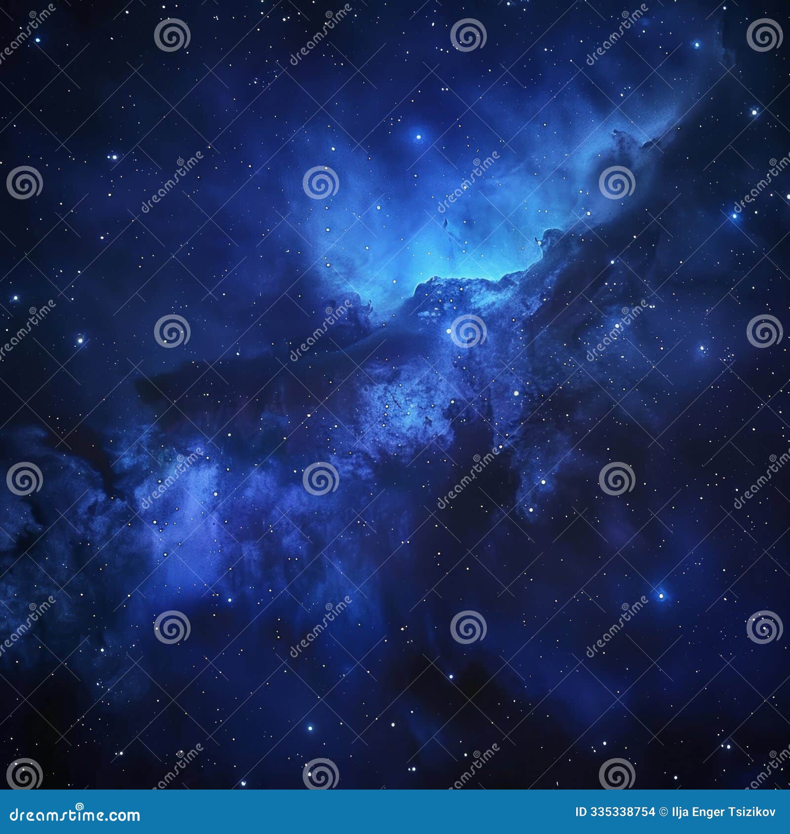 Cosmic Cloud of Blue Interstellar Gas, Dust. Nebula in Outer Space ...