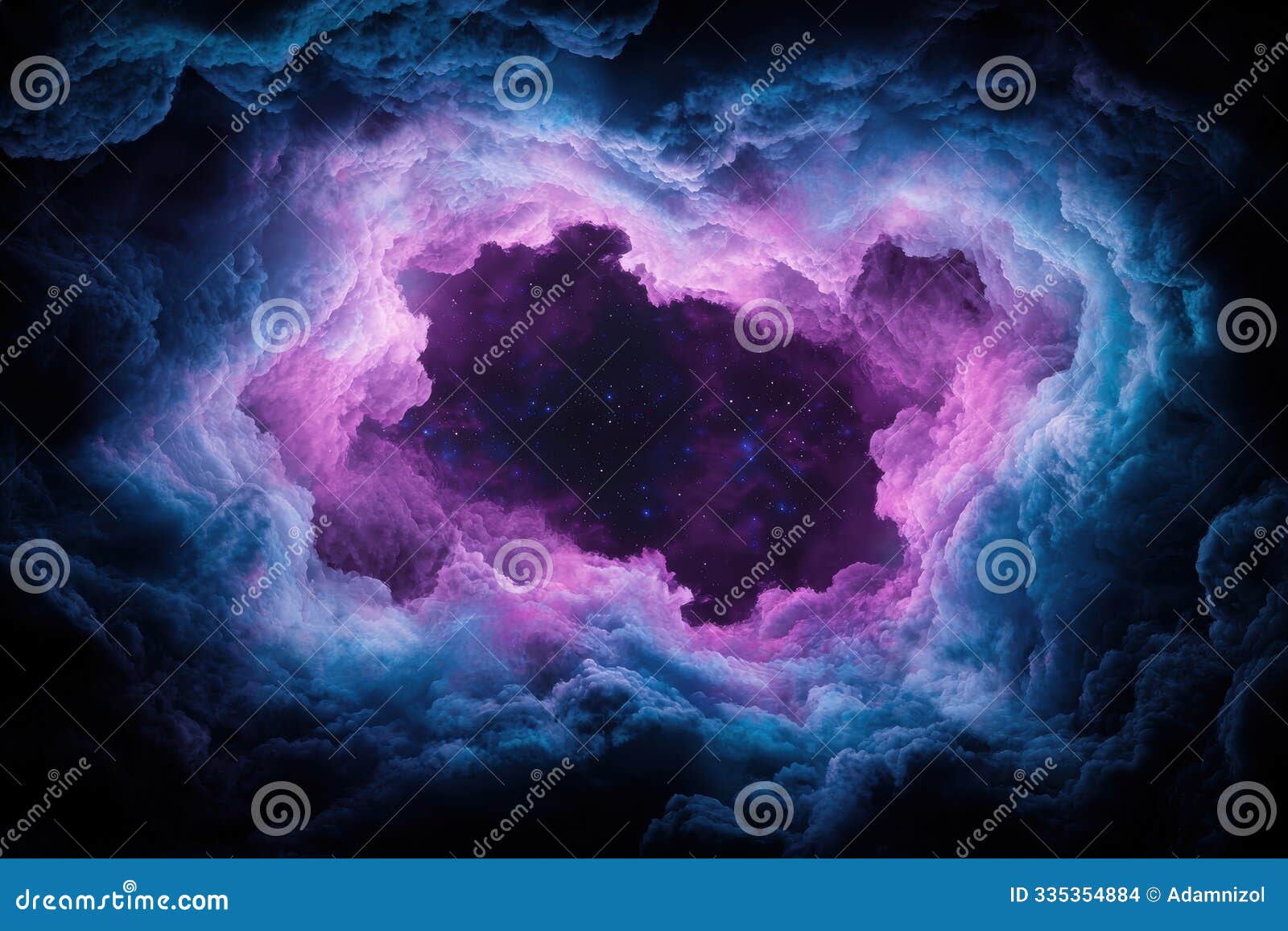 Cosmic Cloud Formation in the Night Sky Stock Illustration ...