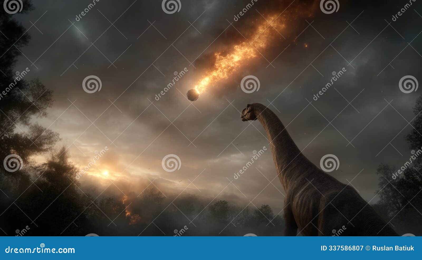 Cosmic Collision: the Fall of an Asteroid with Its Fragments, Depicting ...