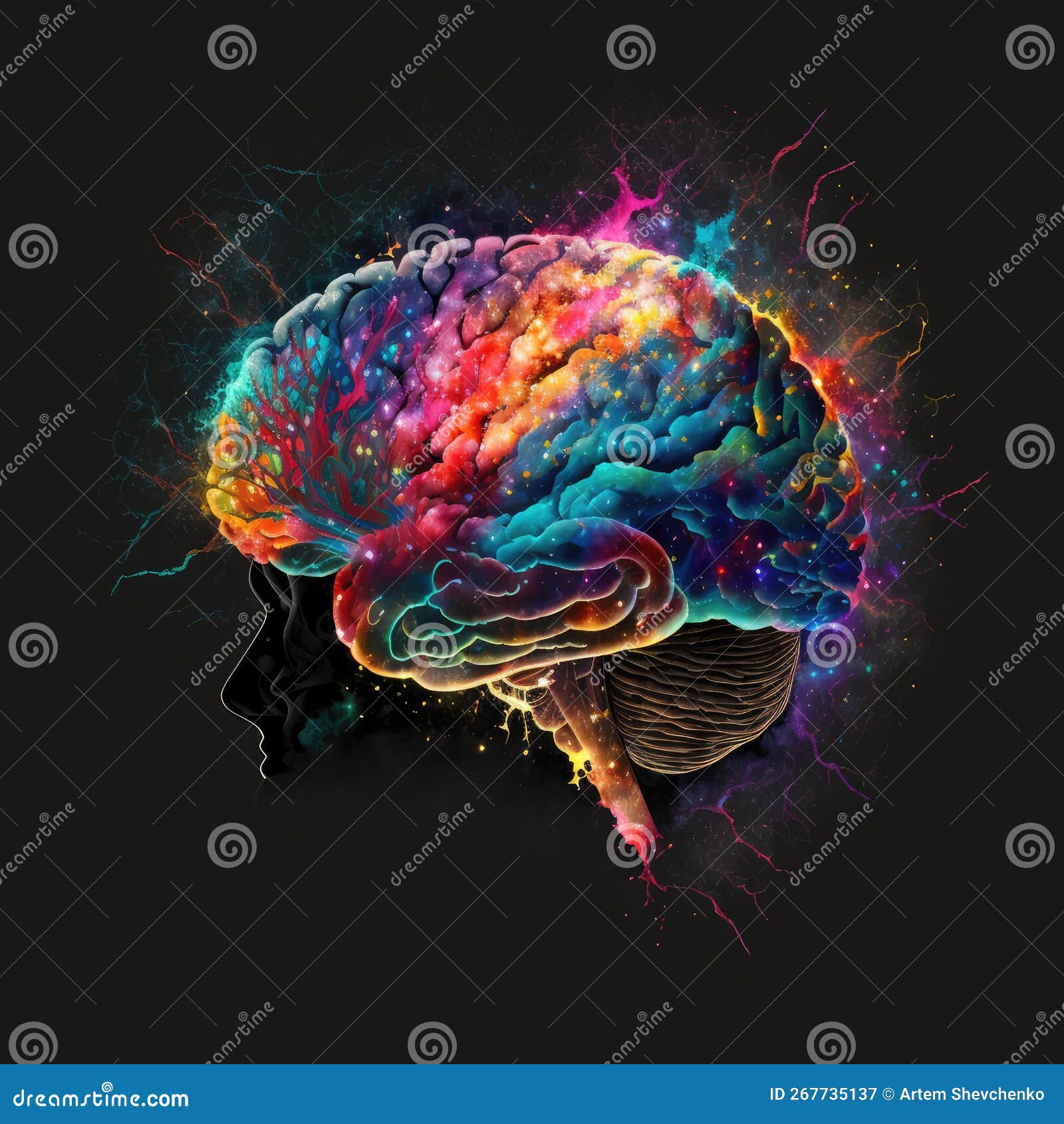 Cosmic Colorful Magic Brain Mind Thoughts Illustration, Universe Space ...