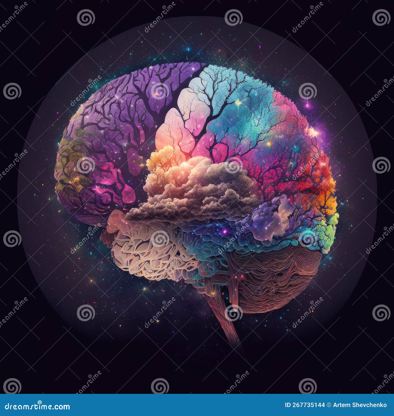 Cosmic Colorful Magic Brain Mind Thoughts Illustration, Universe Space ...