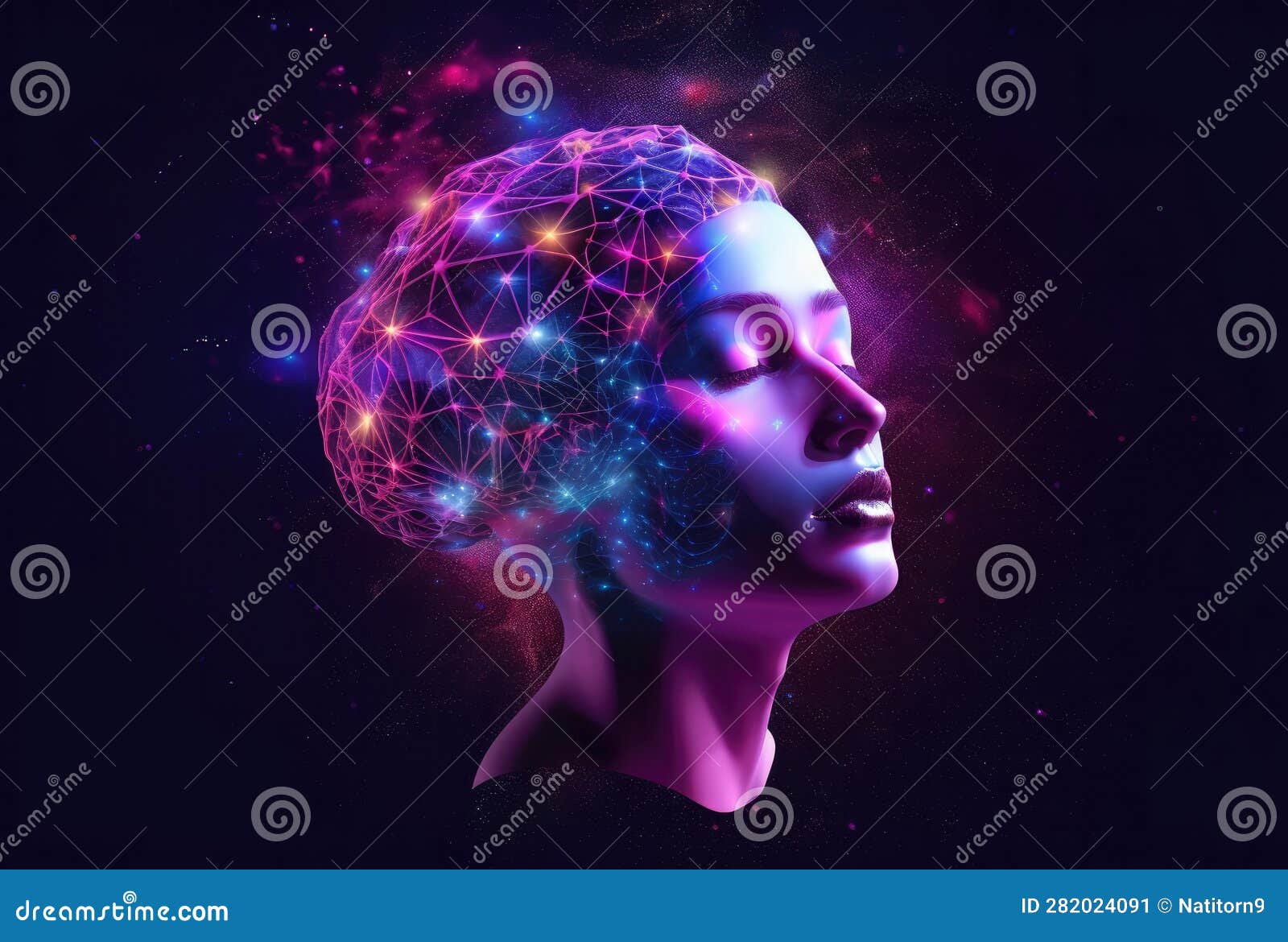 Cosmic Consciousness: Prismatic Human Head Amidst Space Constellations ...