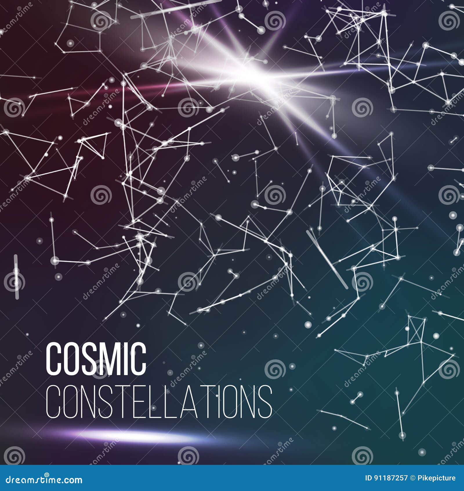 Cosmic Constellations Modern Background Vector. Sparkling Nights ...