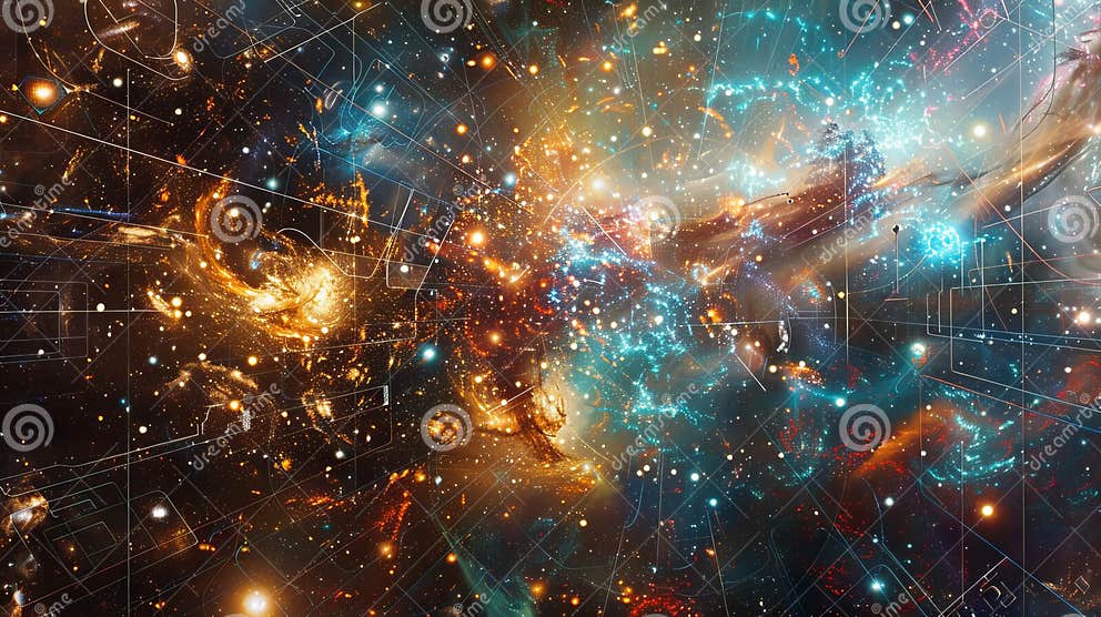 Cosmic Convergence an Abstract Art Piece Merging Infinite Universe with ...