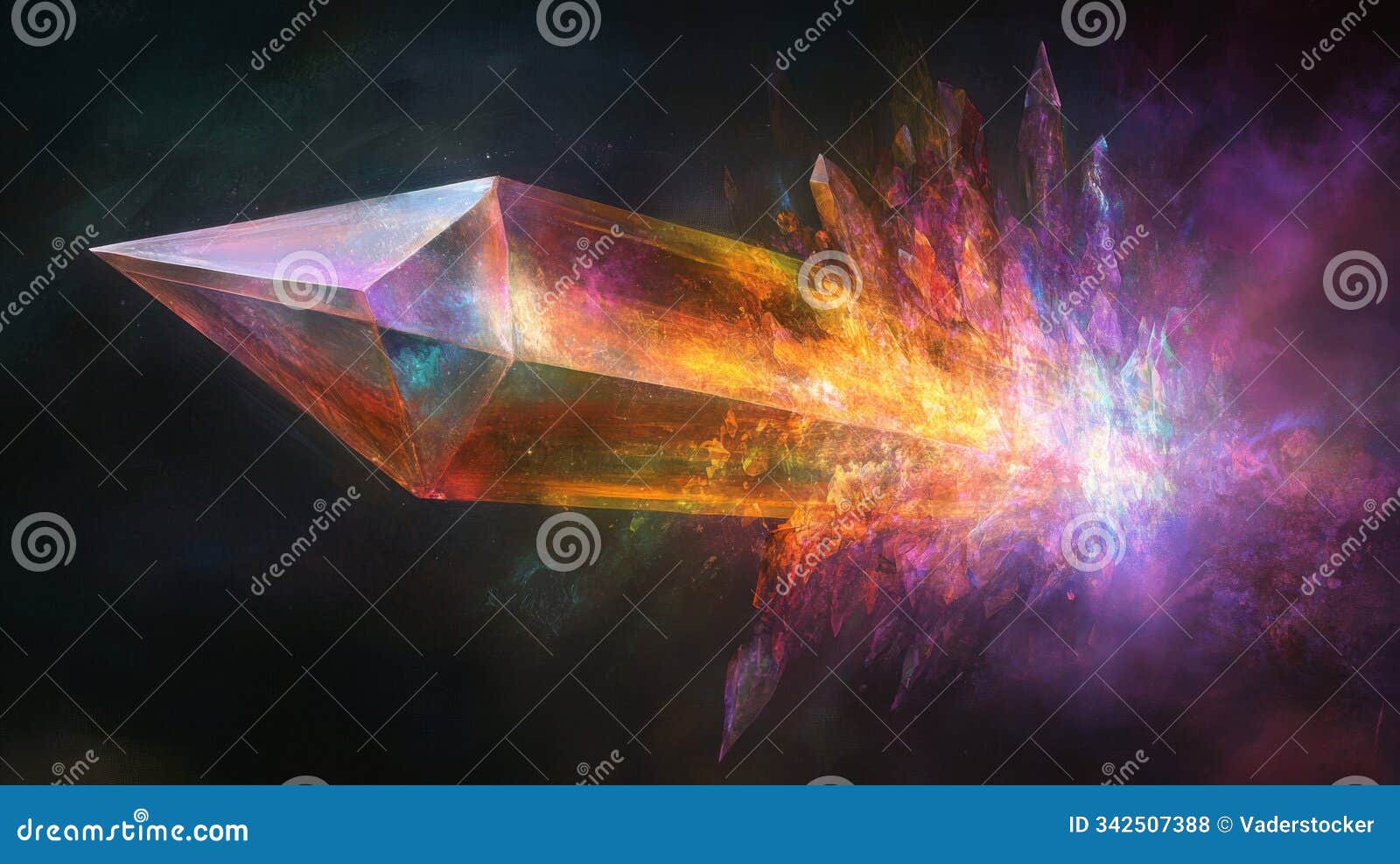 A Cosmic Crystal Exploding with Bright Light and Color Stock ...