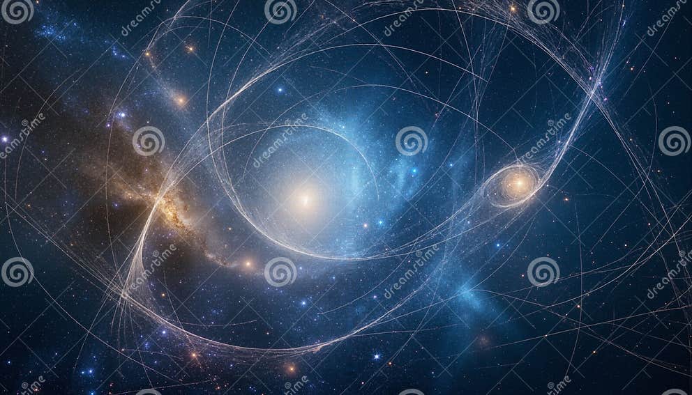 Cosmic Dance of Stellar Paths Stock Photo - Image of golden, blue ...