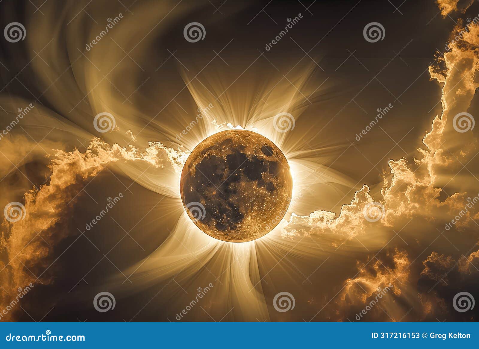 Cosmic Display Of A Full Moon Creating A Solar Eclipse, Surrounded By ...