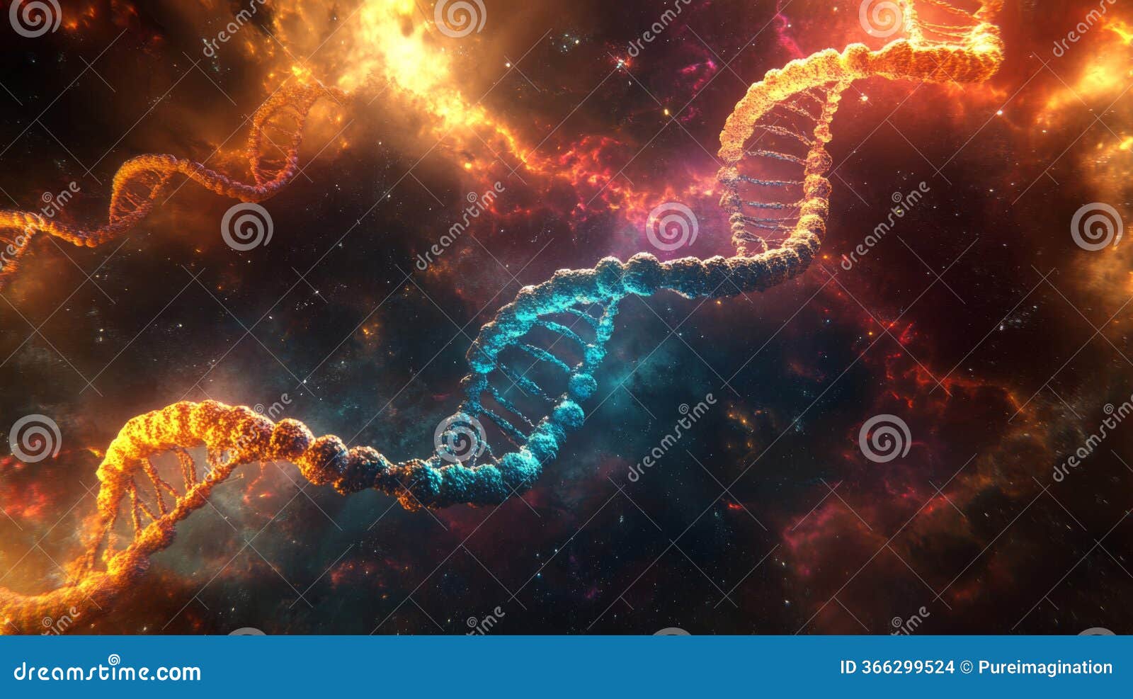 Cosmic DNA Helix In Nebula Space Background Royalty-Free Stock ...