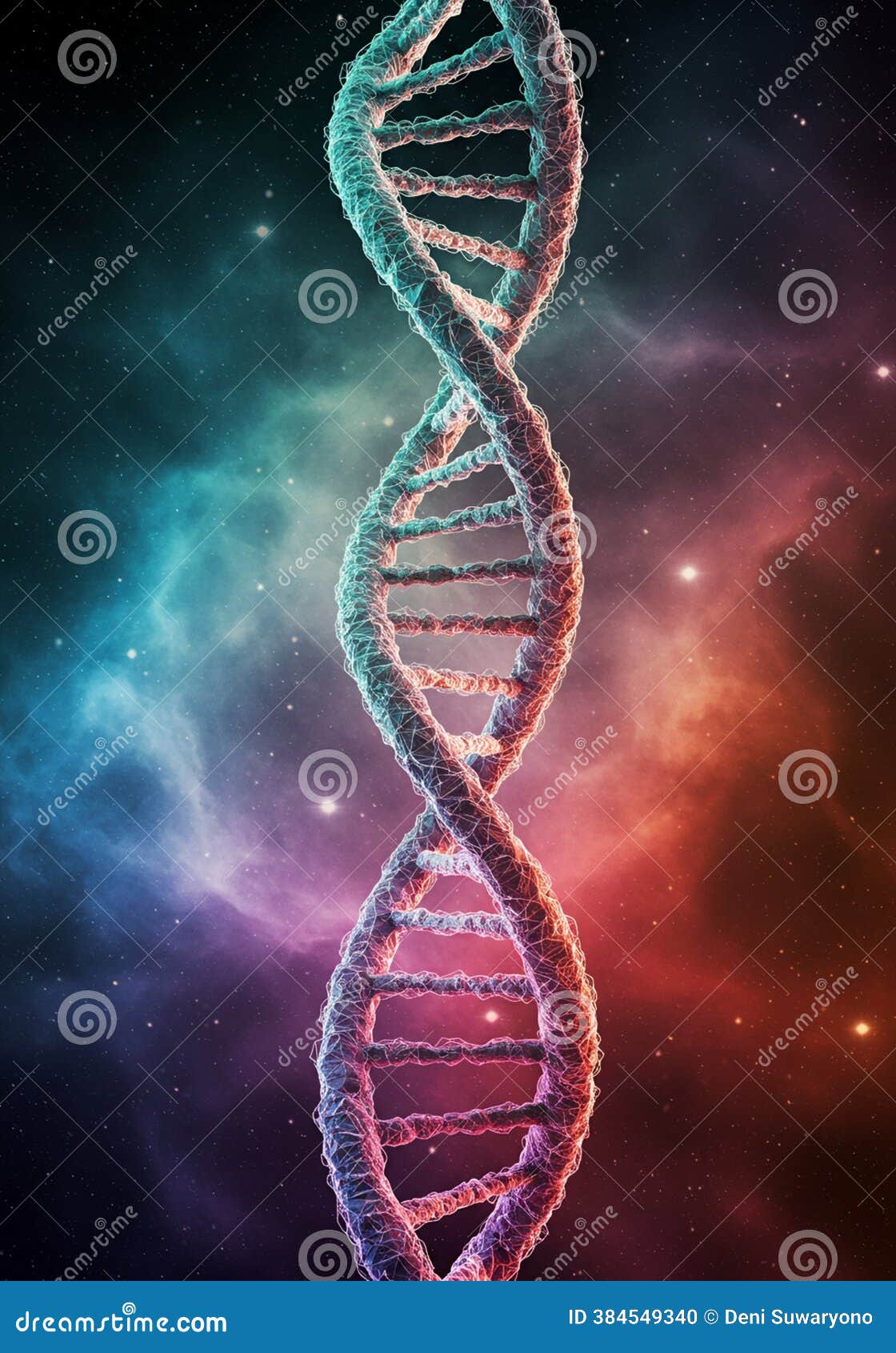 Cosmic Dna Helix Illuminating The Mysteries Of Genetic Code In A Starry ...