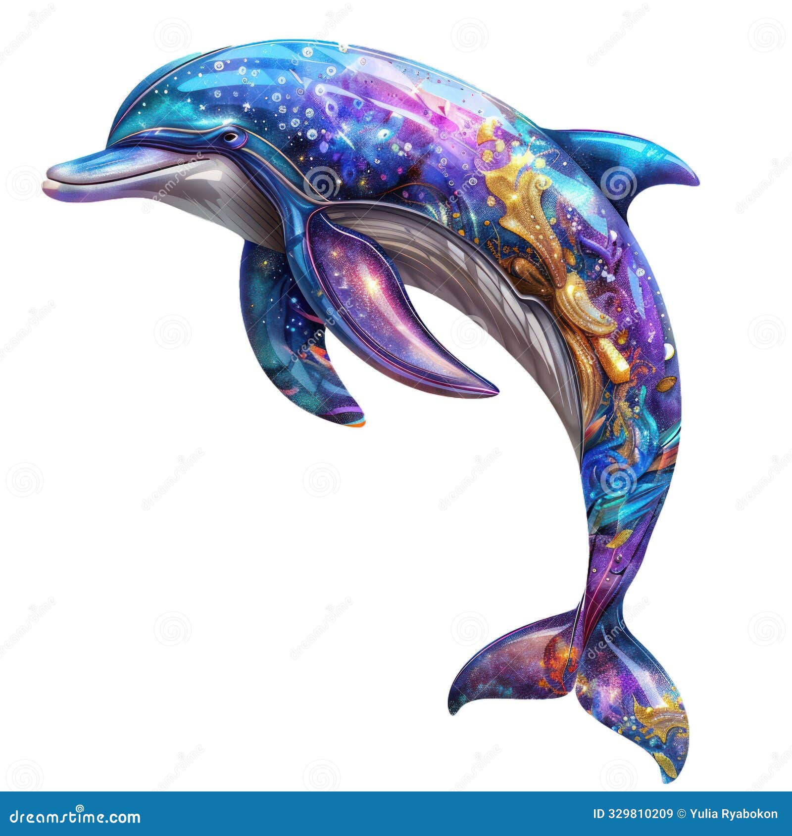 Cosmic Dolphin is Jumping with a Galaxy Pattern Stock Illustration ...