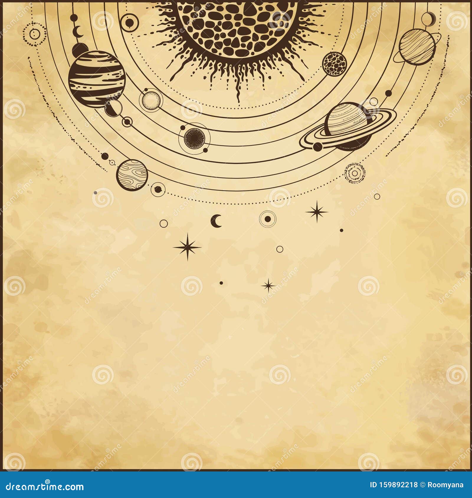 Cosmic Drawing: Stylized Solar System, Orbits, Planets, Space Structure ...