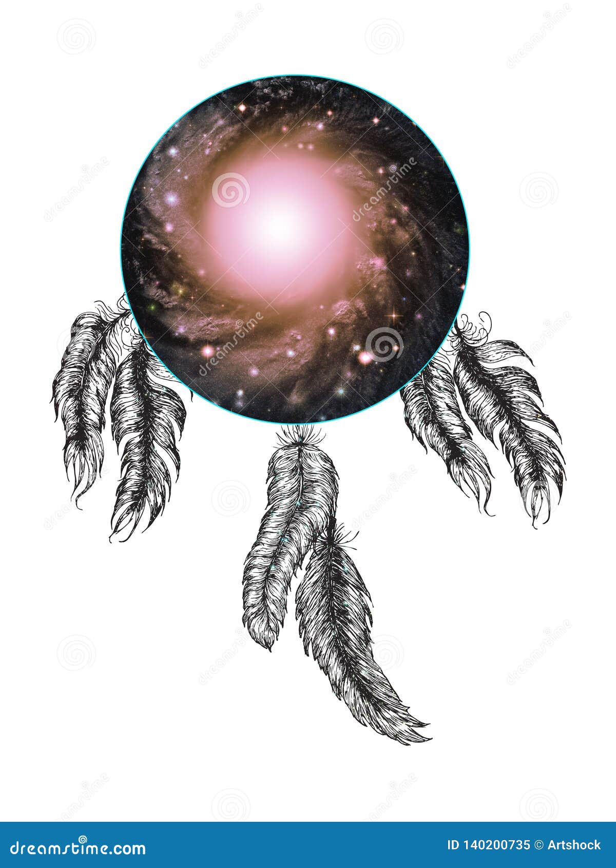 Cosmic Dreamcatcher design stock illustration. Illustration of galaxy ...